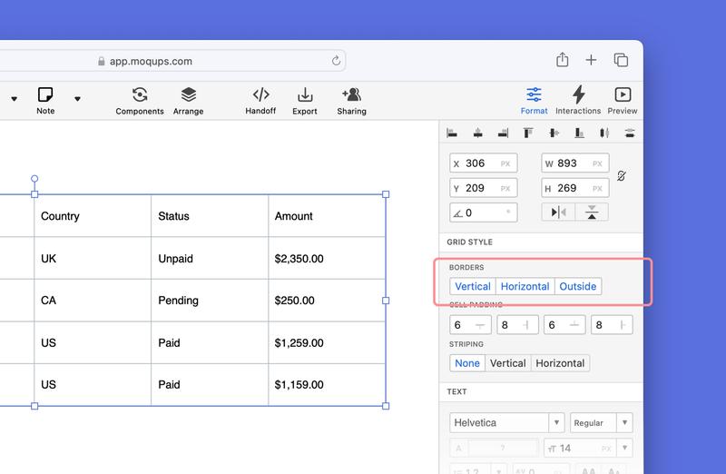New Table Features and Functionality | Moqups Blog
