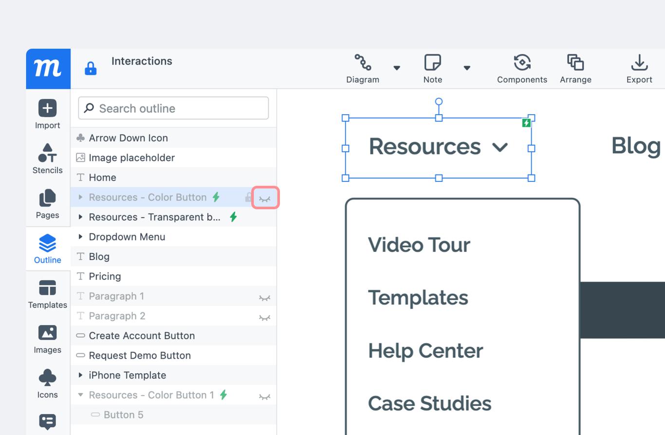 Object interactions | Moqups Help Center