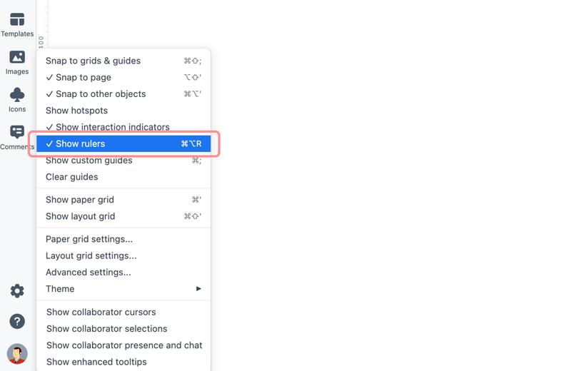 Themes, rulers, guides and grids | Moqups Help Center