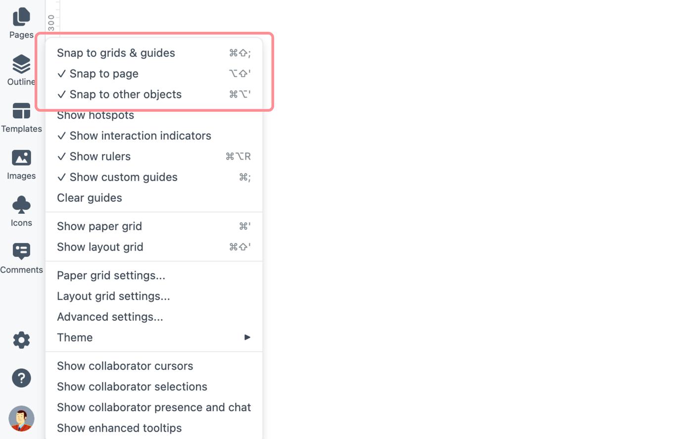 Themes, rulers, guides and grids | Moqups Help Center