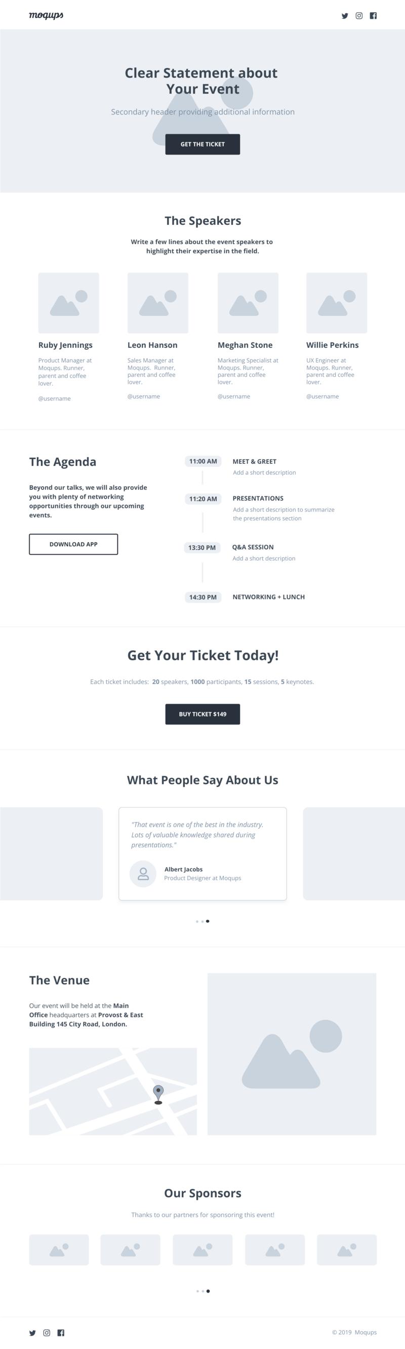 SaaS Landing Page Wireframe Template | Moqups