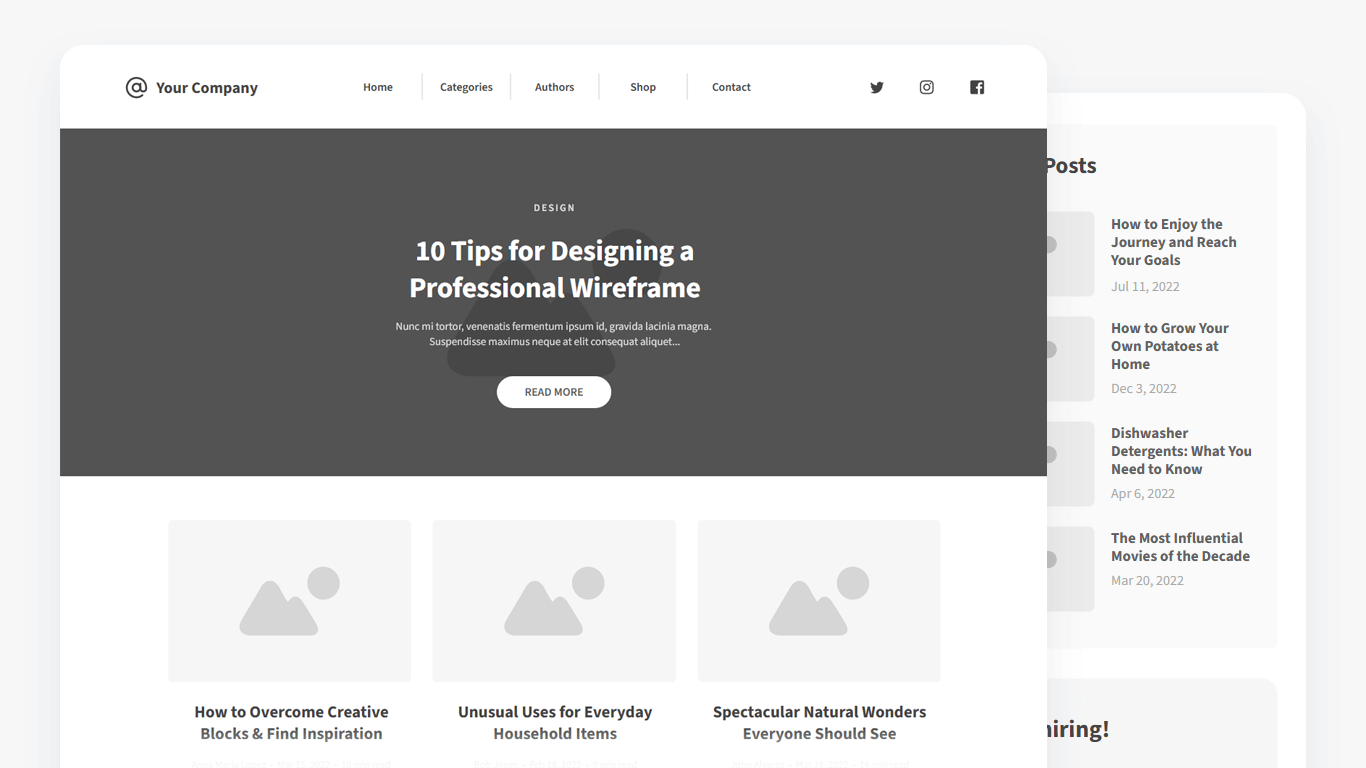 Blog Page Wireframe Template | Moqups