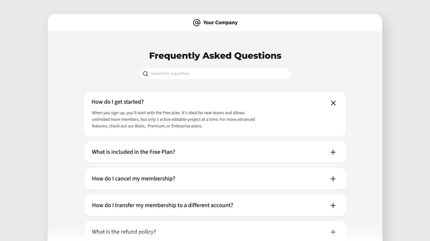 FAQ Page Wireframe Template | Moqups